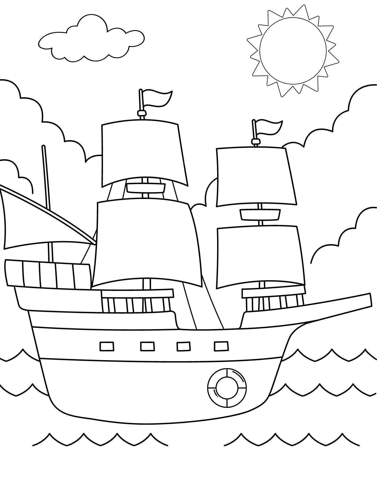 Ship Coloring Pages, Boat Coloring Pages, Ship PDF, Ship Printables ...