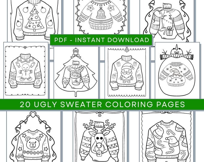 Ugly Christmas Sweater Coloring Page | Colouring Page | Christmas ...