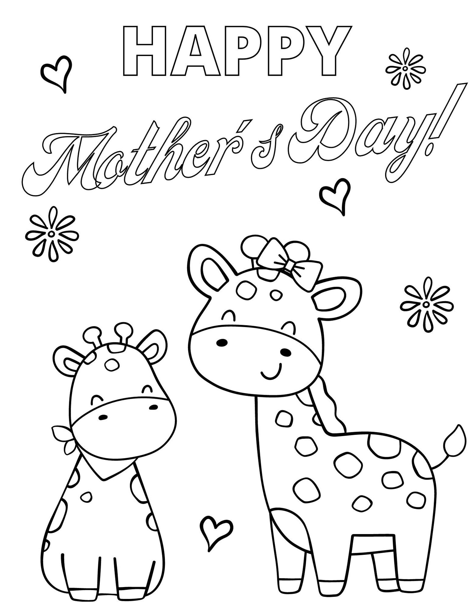 Mother's Day Coloring Page, Mother's Day Printables, Mother's Day ...