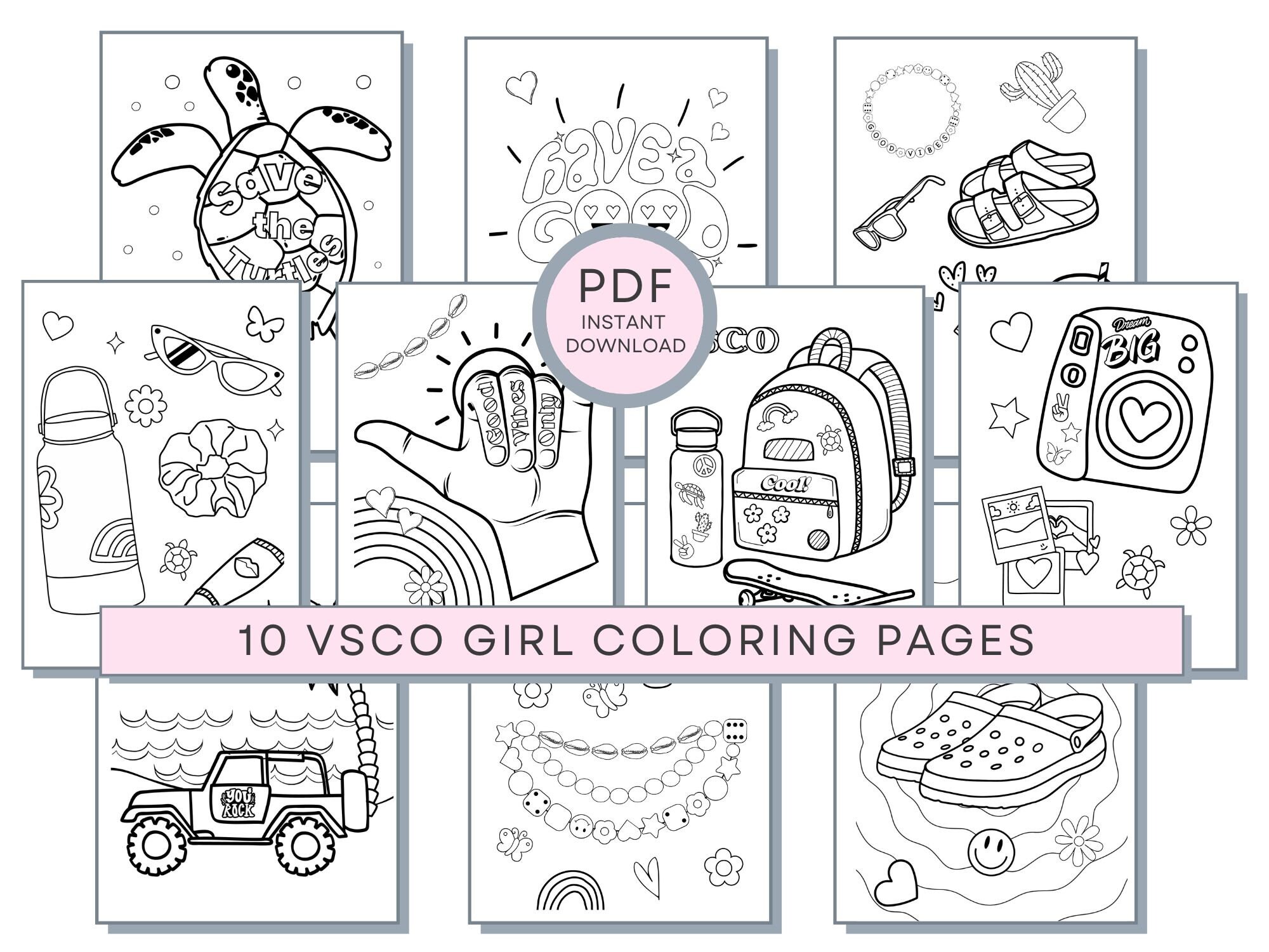 40 Teen Girls Coloring Pages, Teens Coloring Pages, Preppy Aesthetic ...