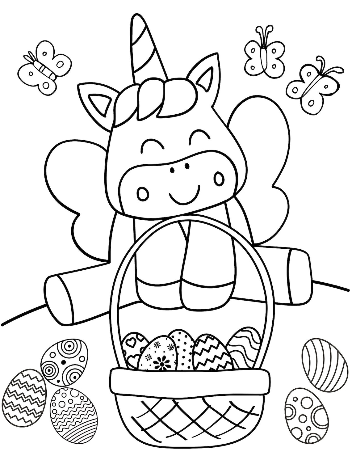 Unicorn Easter Coloring Pages, Easter Coloring, Easter Printables ...