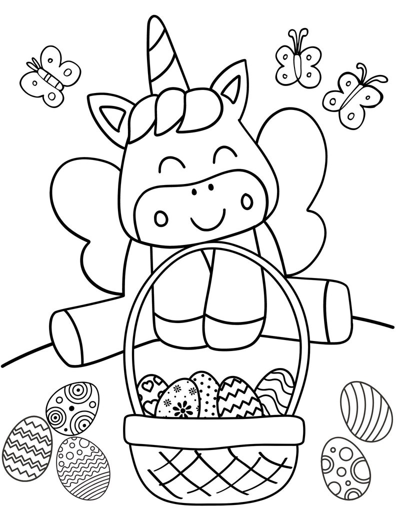 Unicorn Easter Coloring Pages, Easter Coloring, Easter Printables ...