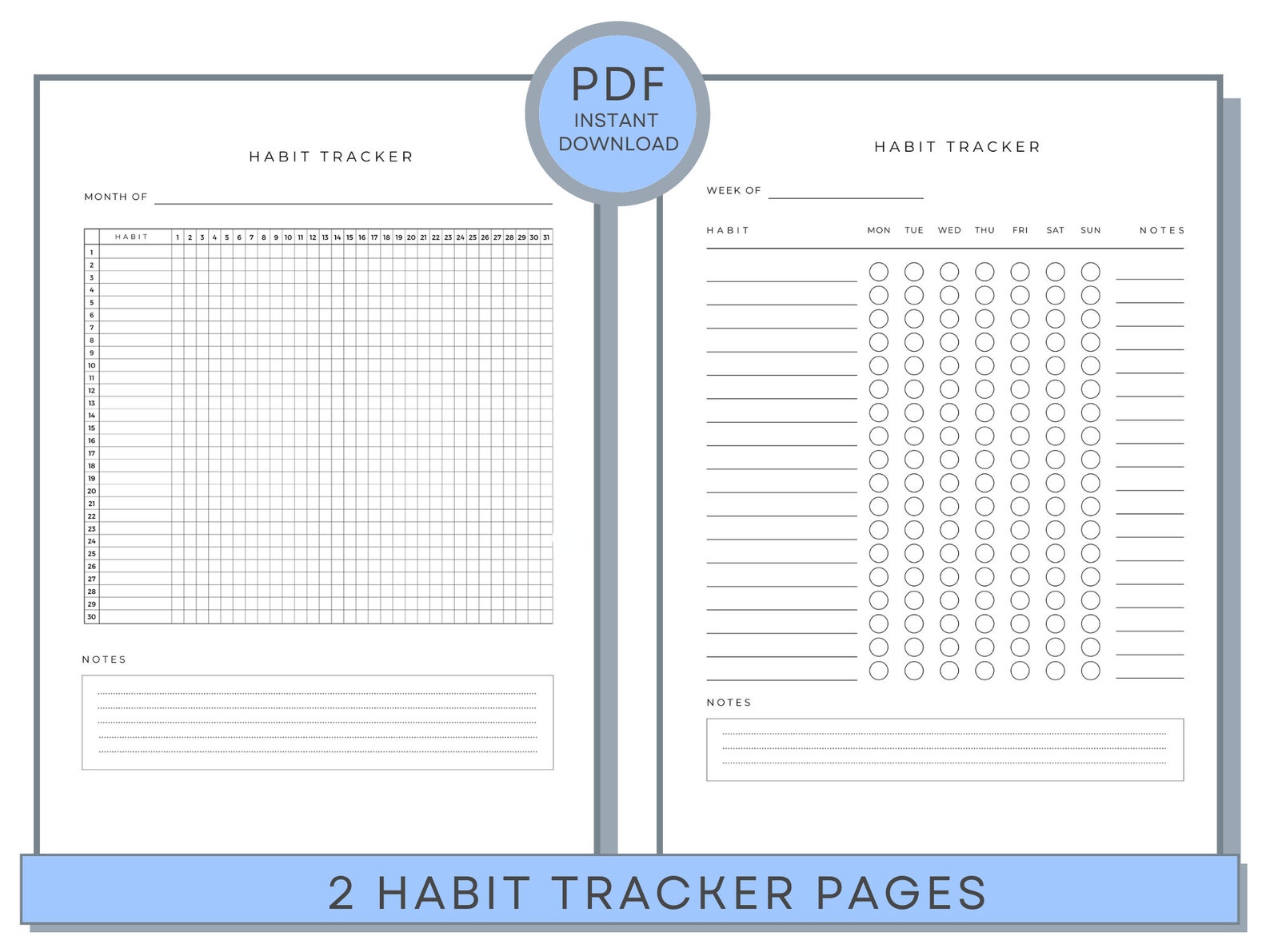 Habit Tracker Printable, Habit Chart, Habit Journal, Habit Log, Weekly ...