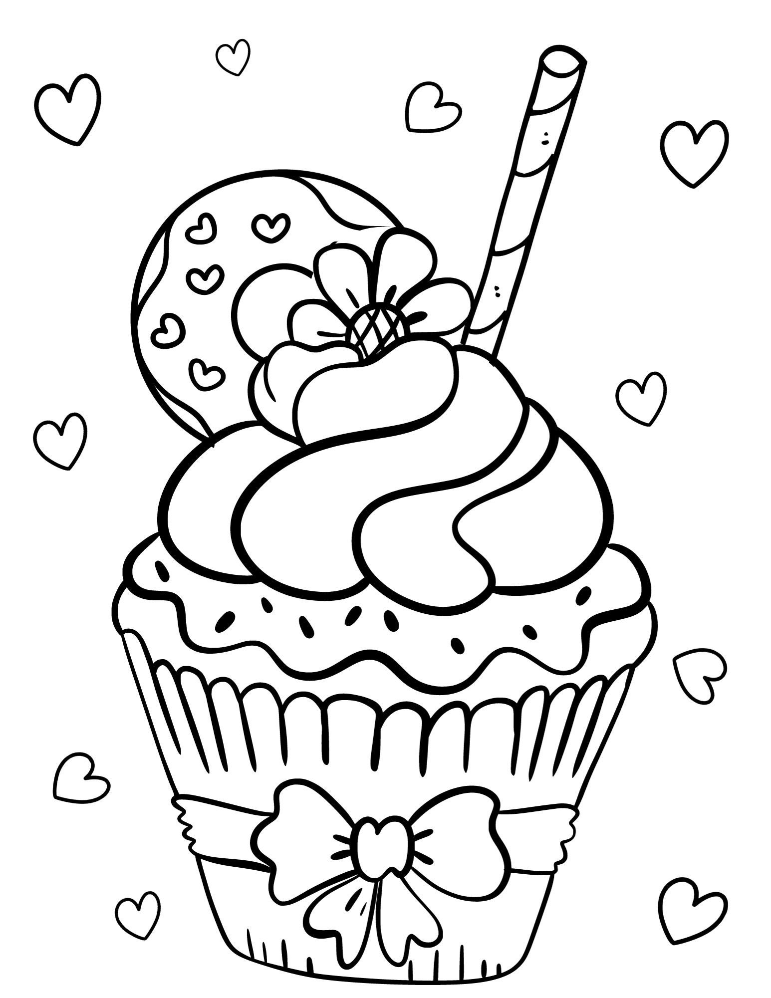 Cupcakes Coloring Pages, Sweets Printables, Cupcake Coloring, Sweets ...