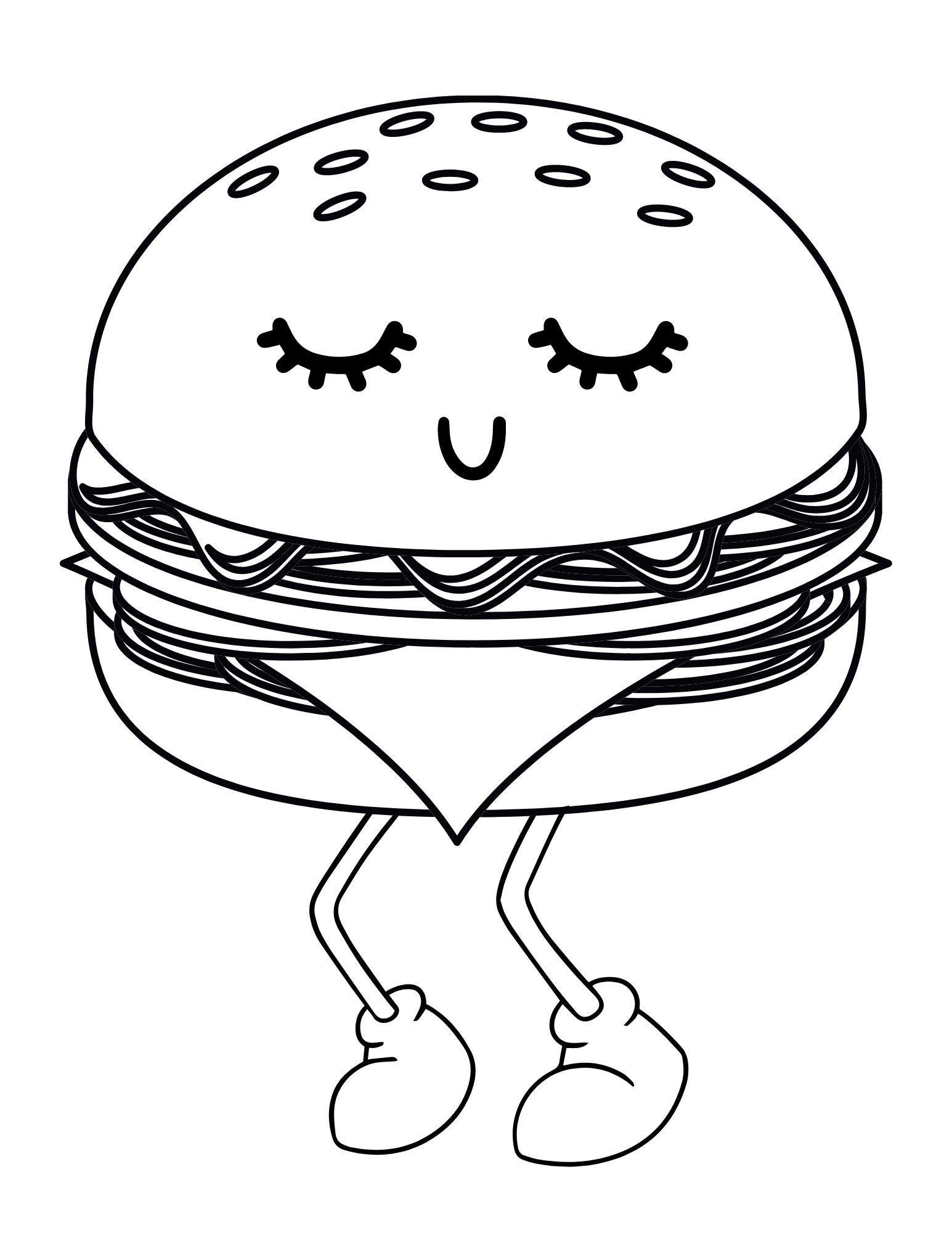 Cute Food Coloring Pages, Kawaii Food Printable, Funny Pizza Coloring ...