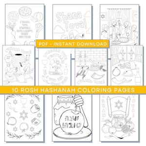 Rosh Hashanah Coloring Pages for Kids, Rosh Hashanah Printables, Rosh ...