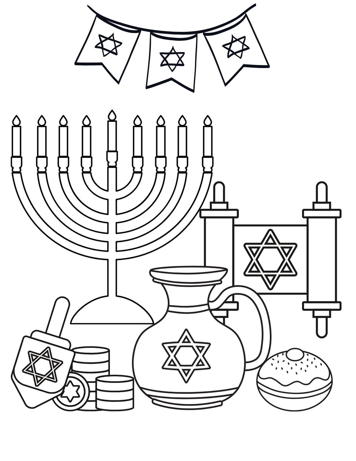 Jewish Holiday Coloring Pages, Purim Coloring Pages, Hanukah Coloring ...