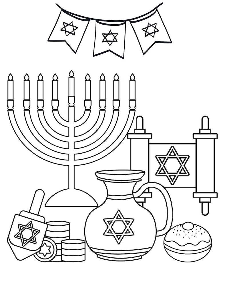 Jewish Holiday Coloring Pages, Purim Coloring Pages, Hanukah Coloring ...