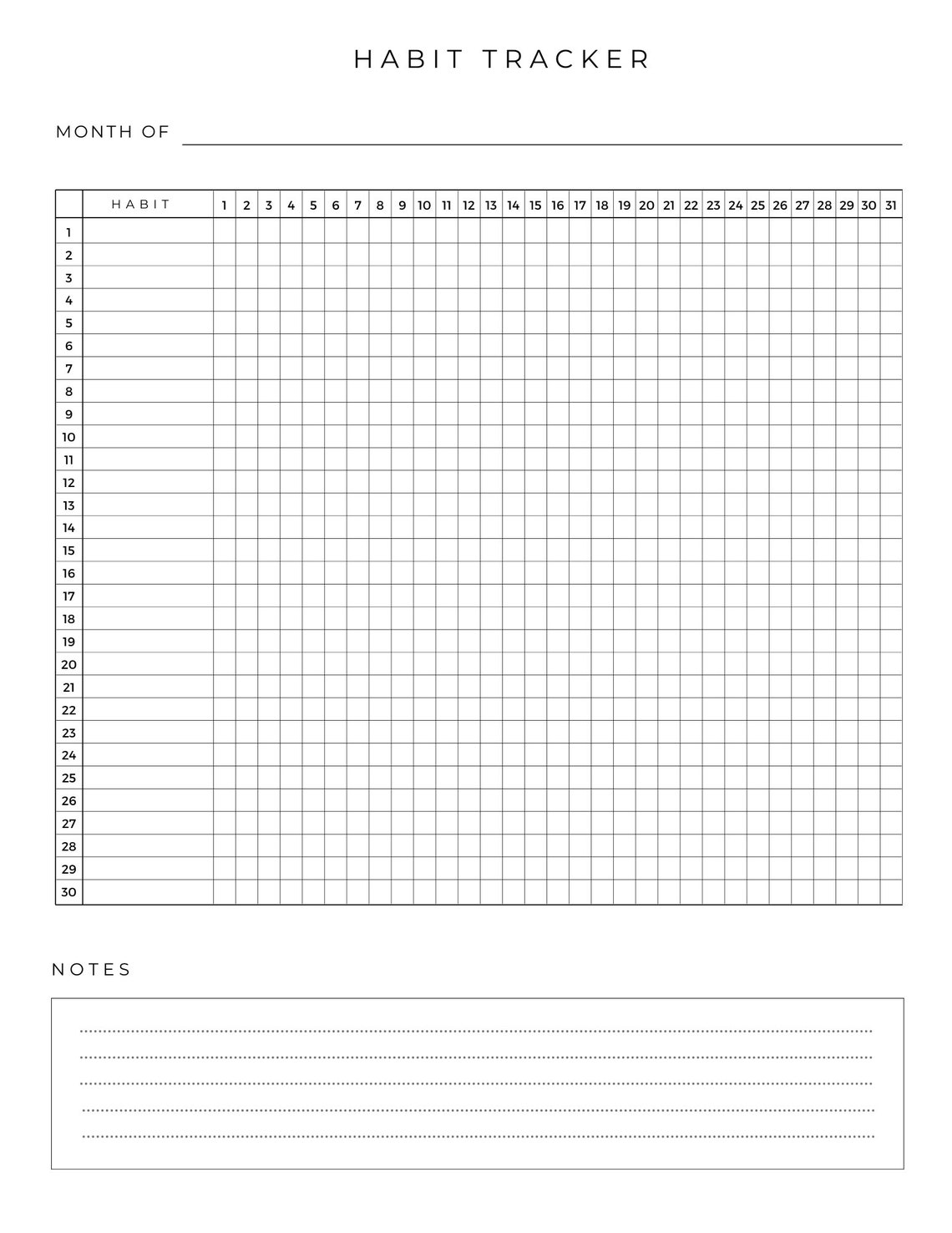 Habit Tracker Printable, Habit Chart, Habit Journal, Habit Log, Weekly ...