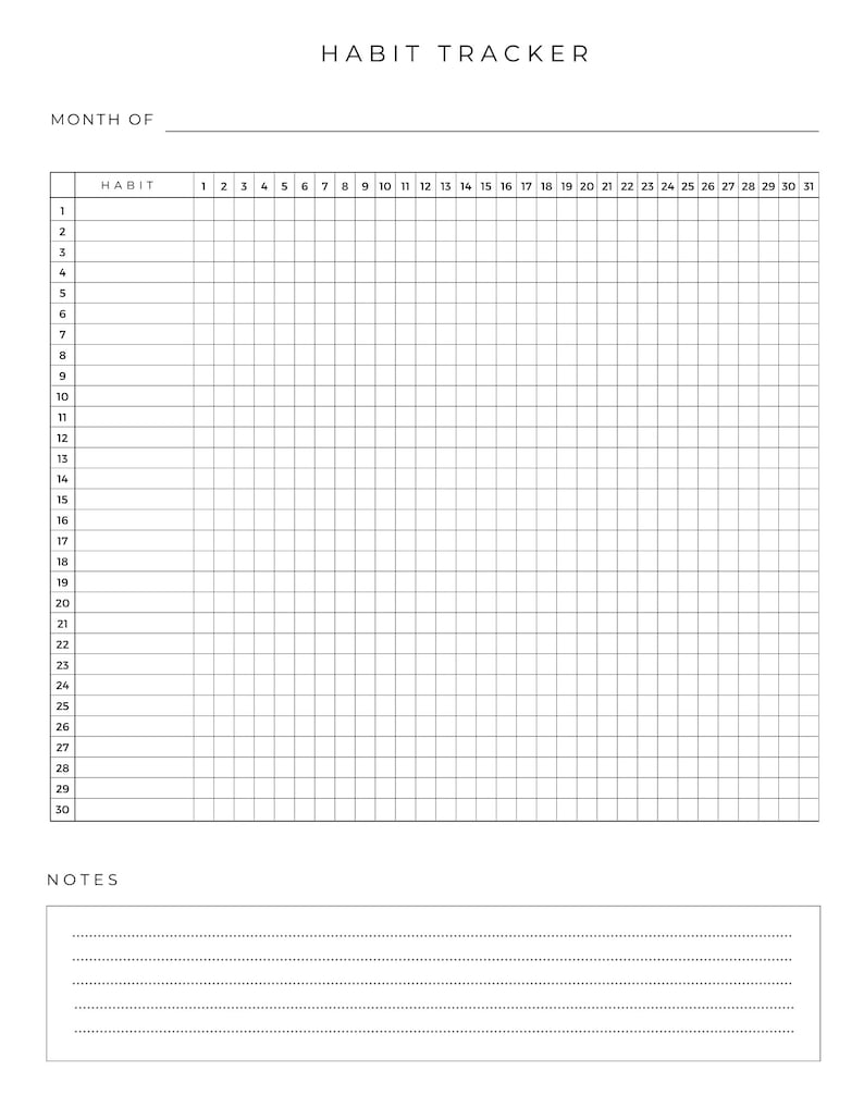 Habit Tracker Printable, Habit Chart, Habit Journal, Habit Log, Weekly ...
