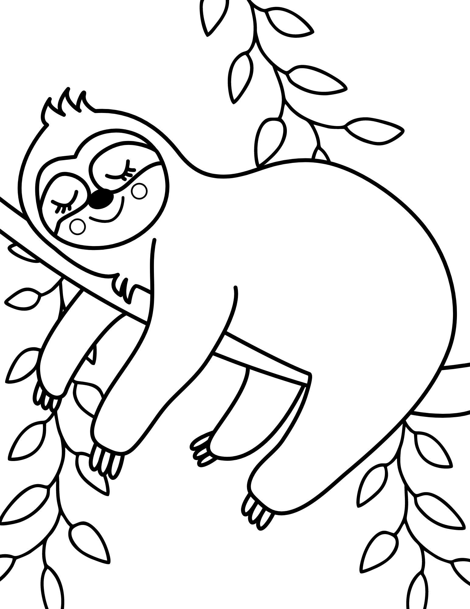 Sloth Coloring Pages, Sloth PDF, Sloth Printables, Sloth Coloring ...