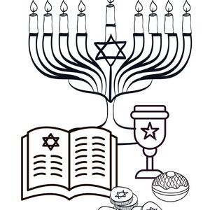 Hanukkah Coloring Pages for Kids, Hanukkah Printables, Jewish Coloring ...