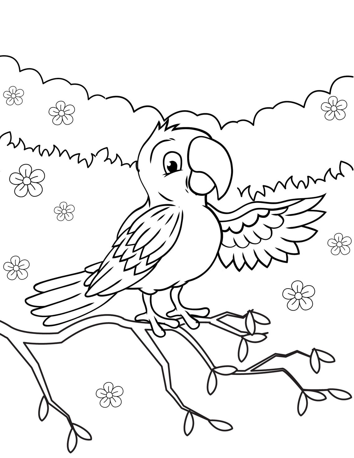 Parrot Coloring Pages Parrot PDF Parrot Printables Parrot - Etsy