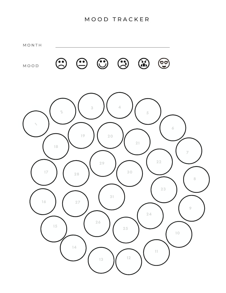Mood Tracker Printable, Mood Chart, Mood Journal, Mood Log, Emotions ...