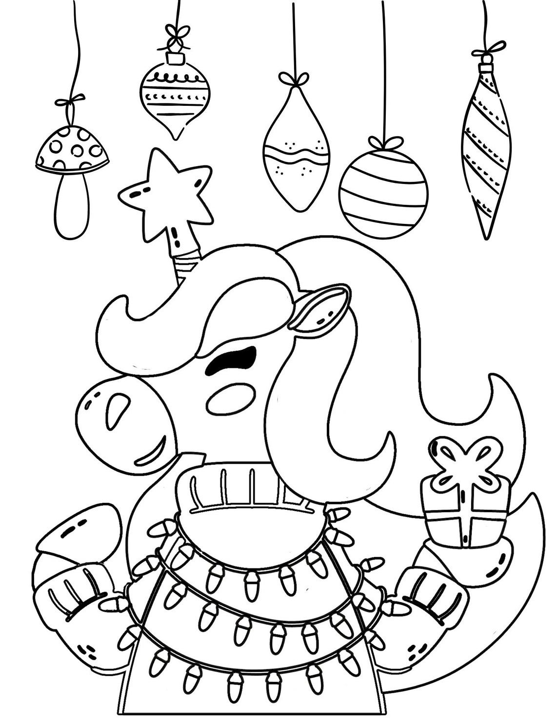 Unicorn Christmas Coloring Pages, PDF Christmas Coloring Printables ...