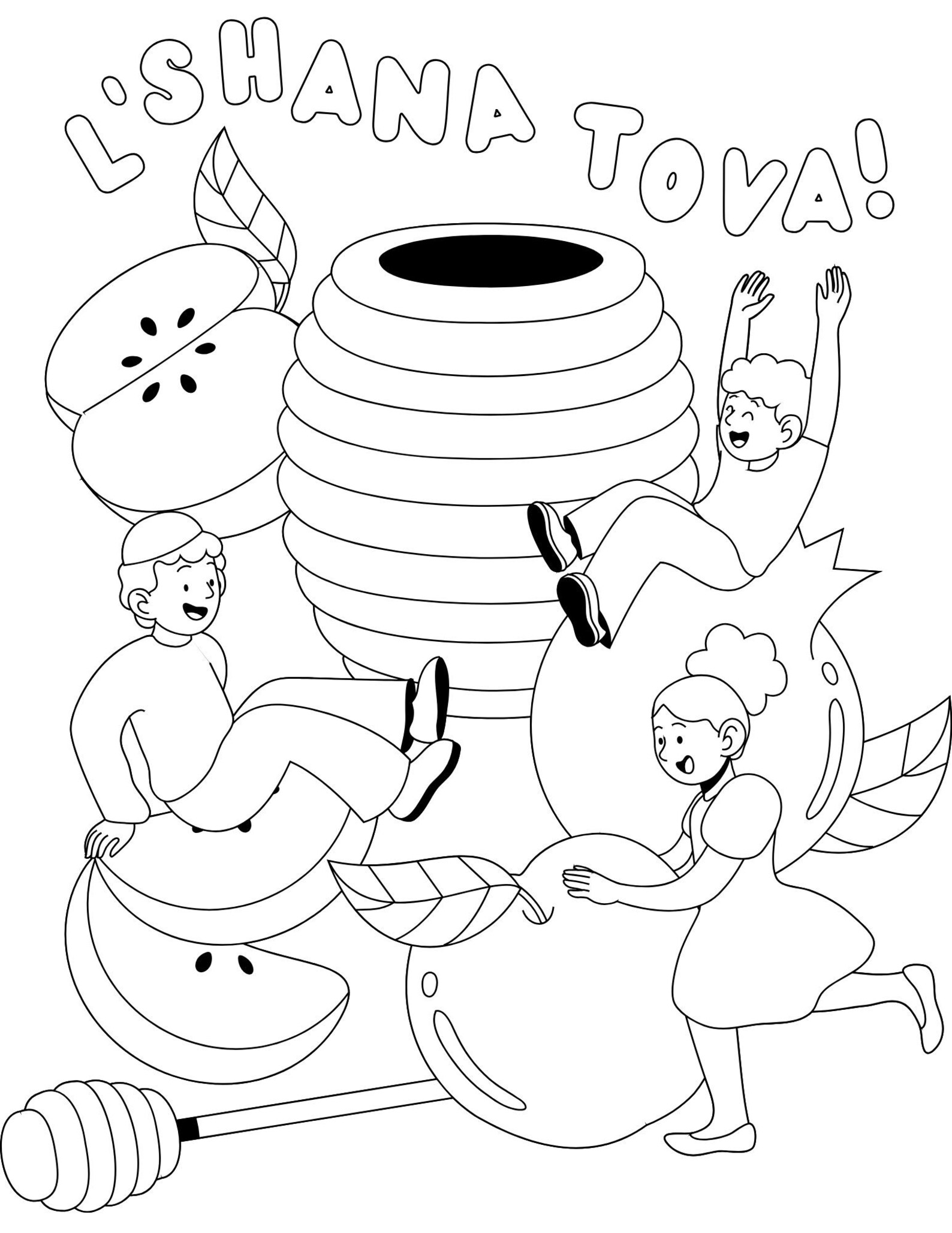 Rosh Hashanah Coloring Pages for Kids, Rosh Hashanah Printables, Rosh ...