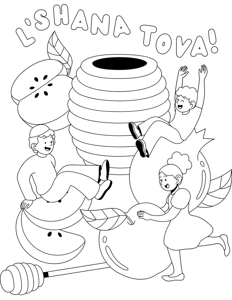 Rosh Hashanah Coloring Pages for Kids, Rosh Hashanah Printables, Rosh ...