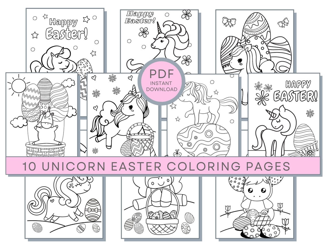 Unicorn Easter Coloring Pages, Easter Coloring, Easter Printables ...