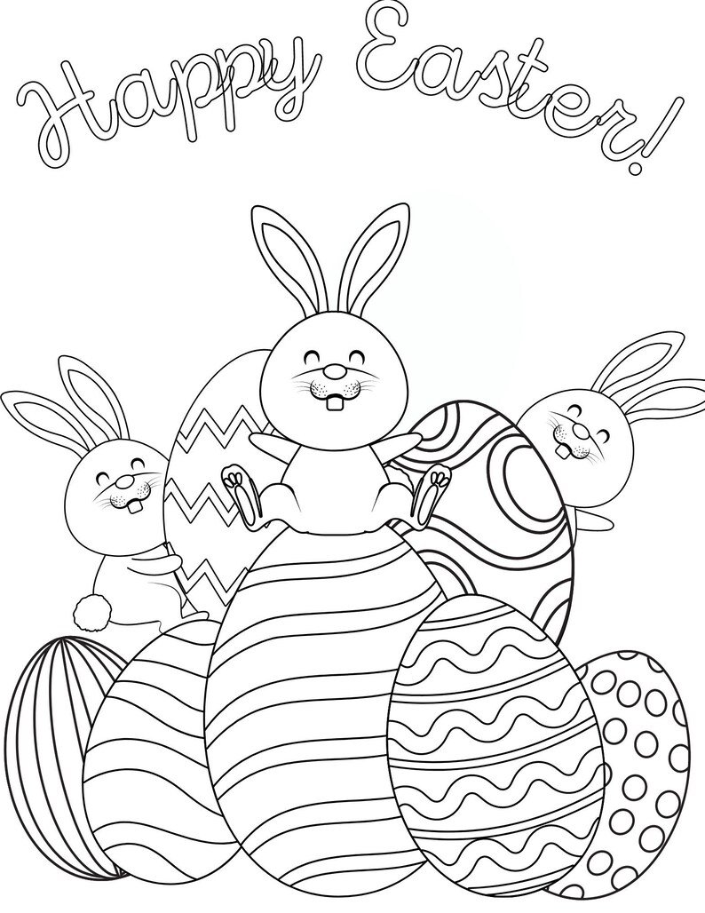 Easter Coloring Pages, Easter PDF Coloring Easter Printables, Bunny ...