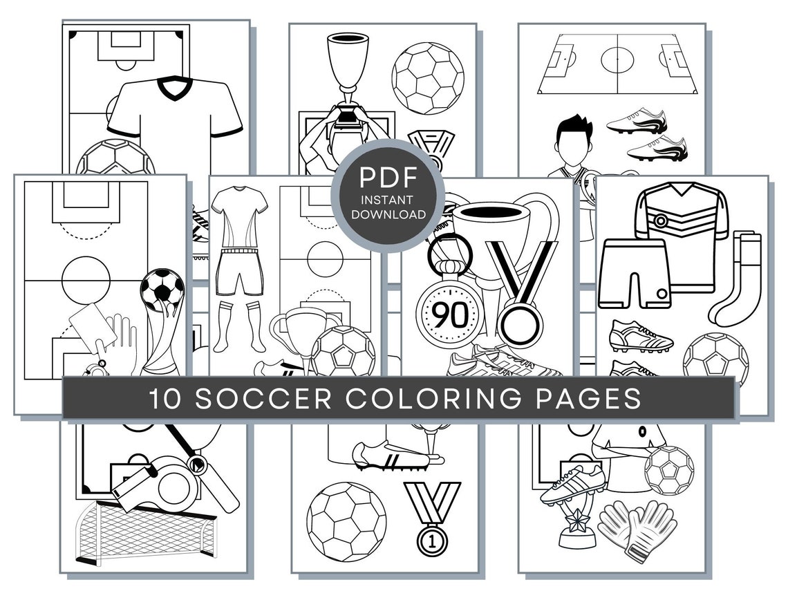 Soccer Coloring Pages, Soccer PDF, Soccer Printables, Soccer Coloring ...