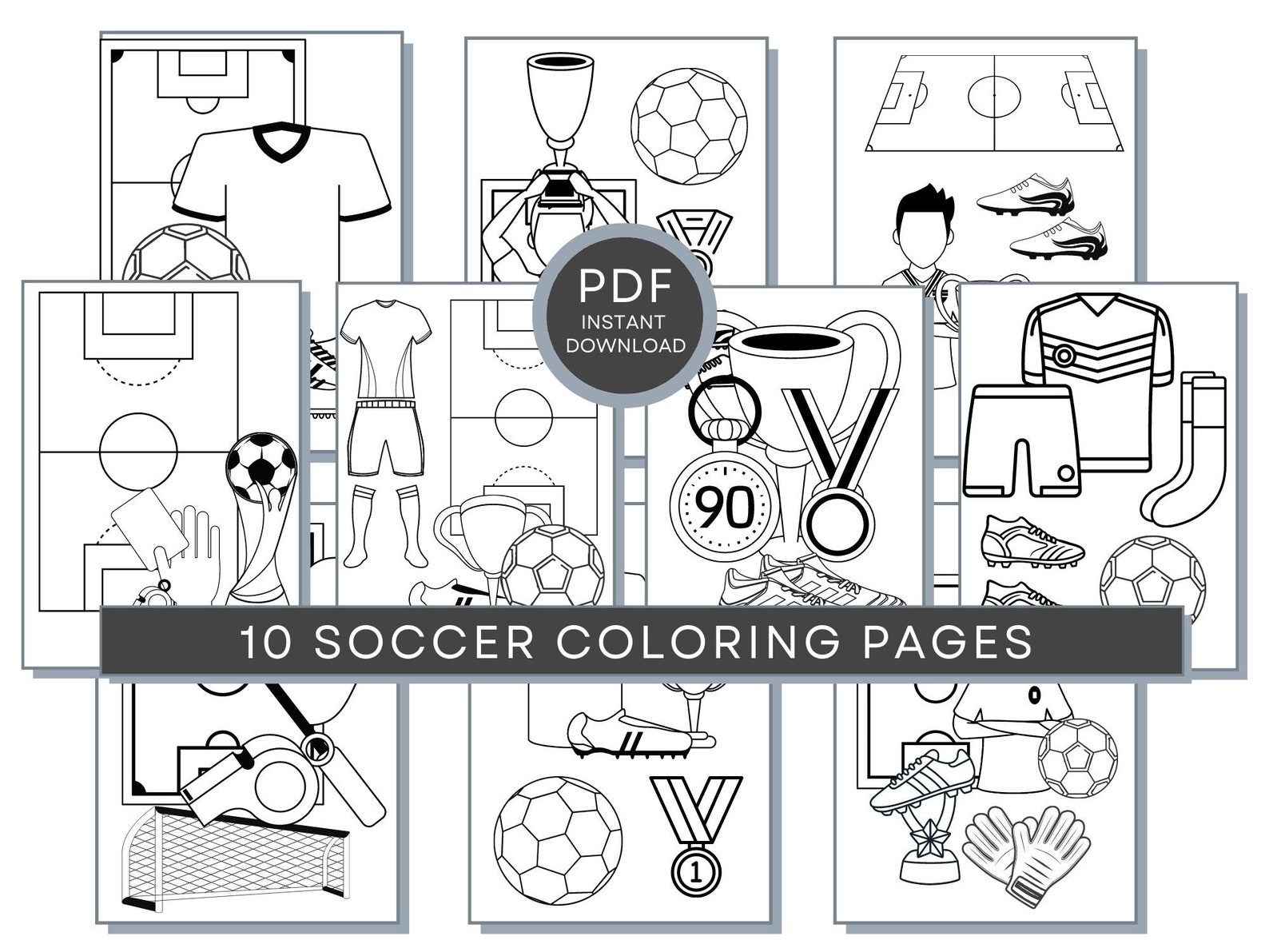 Soccer Coloring Pages, Soccer PDF, Soccer Printables, Soccer Coloring ...