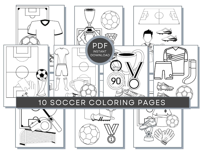 Soccer Coloring Pages, Soccer PDF, Soccer Printables, Soccer Coloring ...