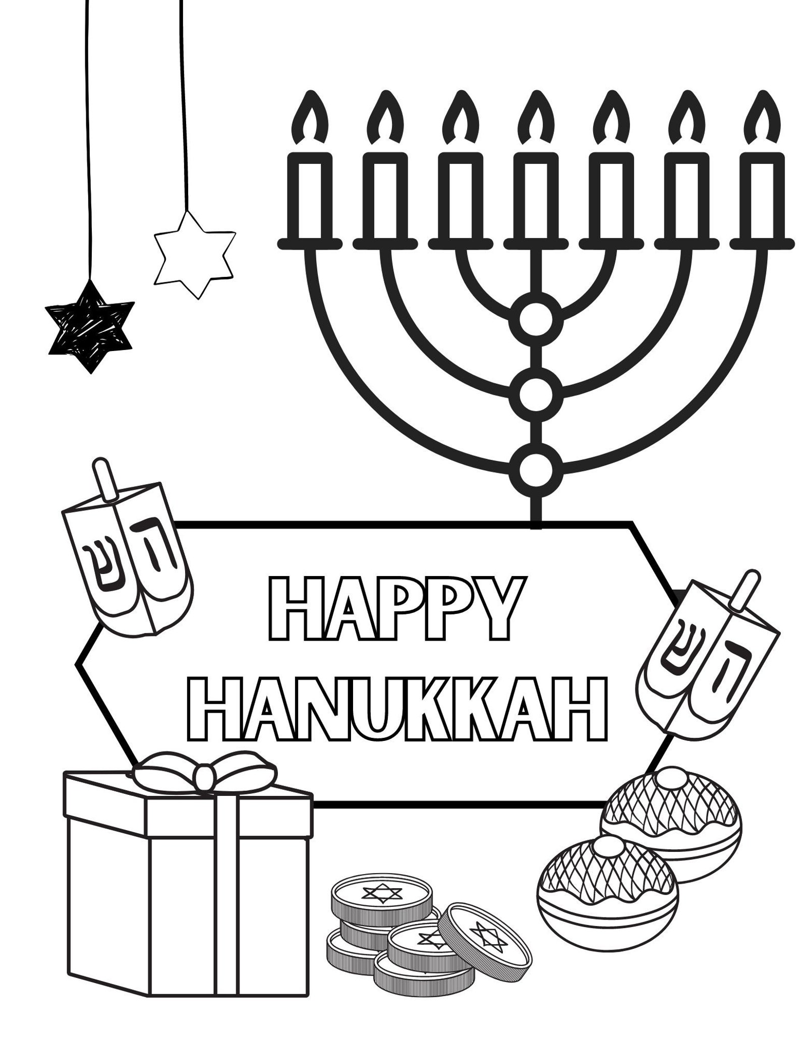 Hanukkah Coloring Pages for Kids Hanukkah Printables Jewish | Etsy