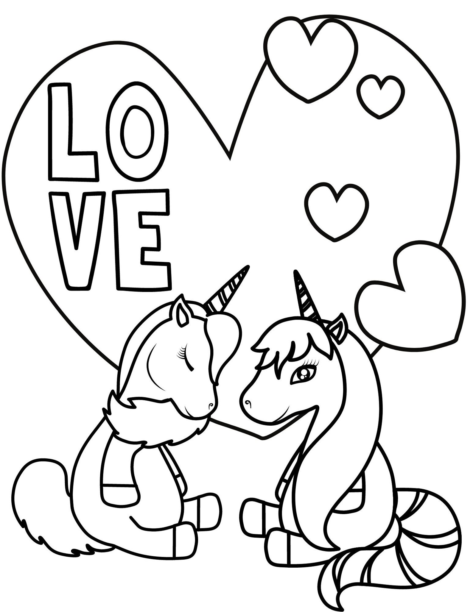 Unicorn Valentine's Day Coloring Pages, Valentines Printables ...