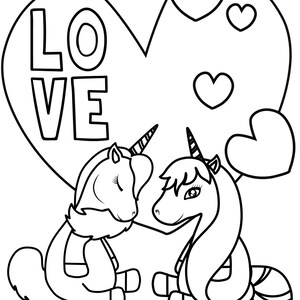 Unicorn Valentine's Day Coloring Pages, Valentines Printables ...