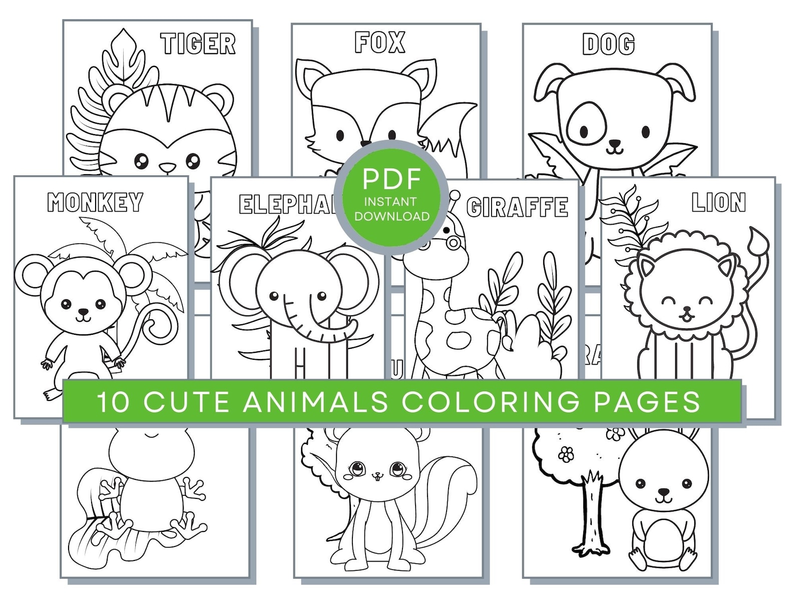 Animals Coloring Pages, PDF Coloring Animals Printables, Animals ...