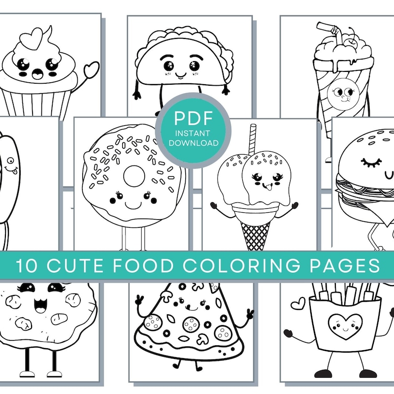 Food Coloring Page Cute - Etsy