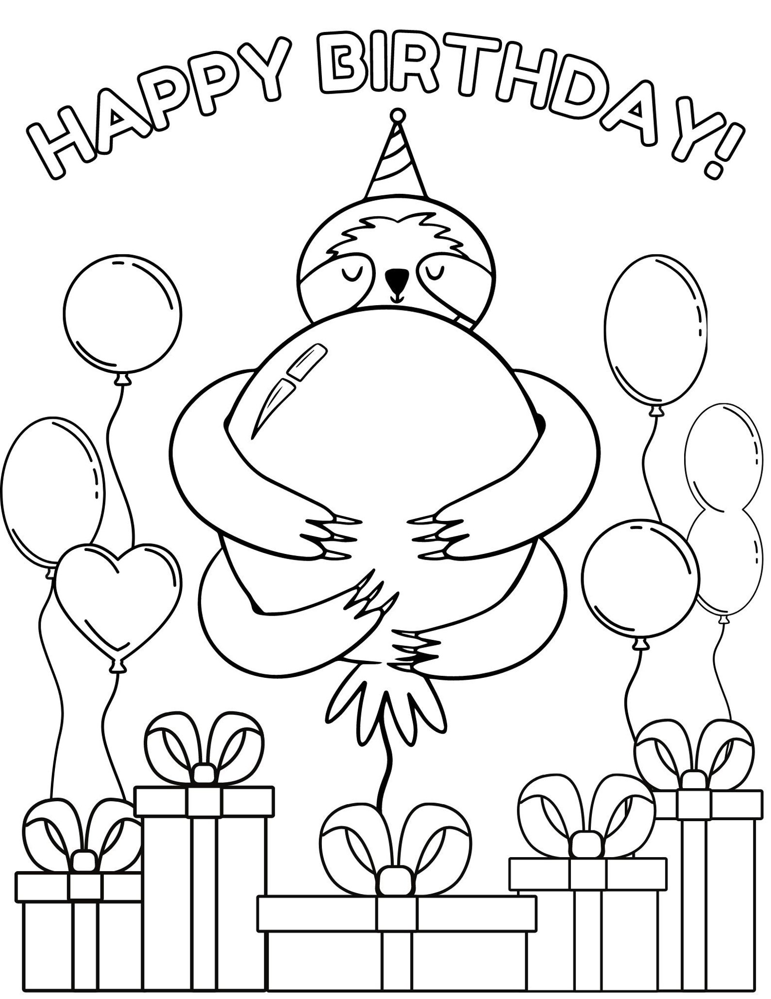 Happy Birthday Coloring Pages, Happy Birthday Printables, Happy ...