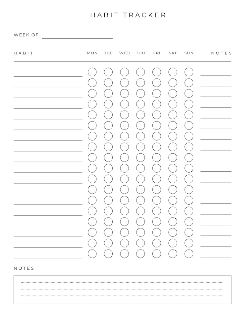 Habit Tracker Printable, Habit Chart, Habit Journal, Habit Log, Weekly ...