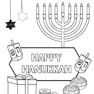 Hanukkah Coloring Pages for Kids, Hanukkah Printables, Jewish Coloring ...