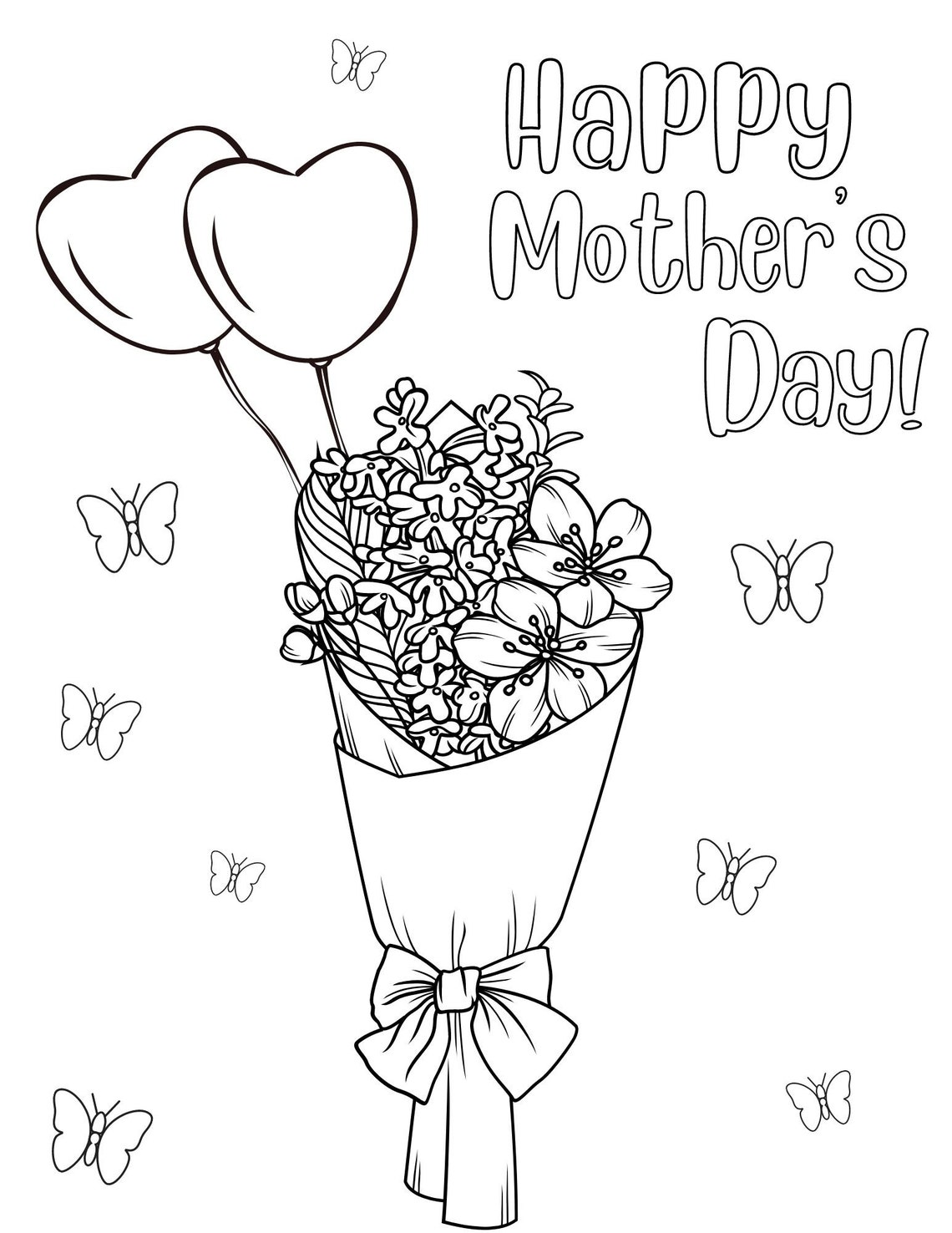 Mother's Day Coloring Page, Mother's Day Printables, Mother's Day ...
