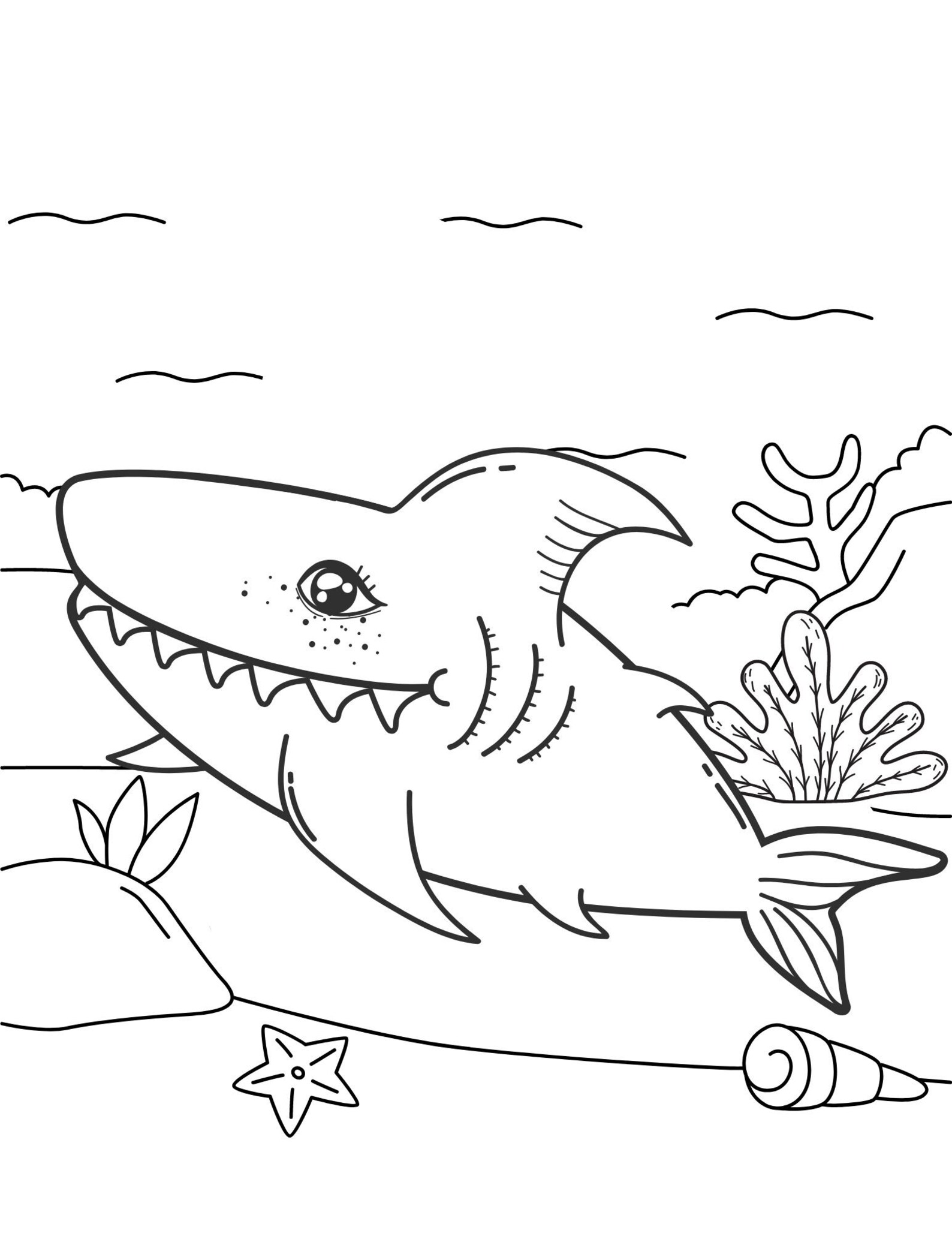 Shark Coloring Pages, Cute Shark Coloring Pages, Funny Shark Coloring ...