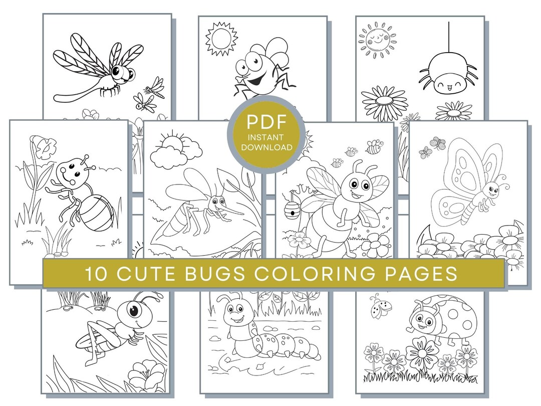 Bugs Coloring Pages, Bee PDF, Butterfly Printables, Spider Coloring ...