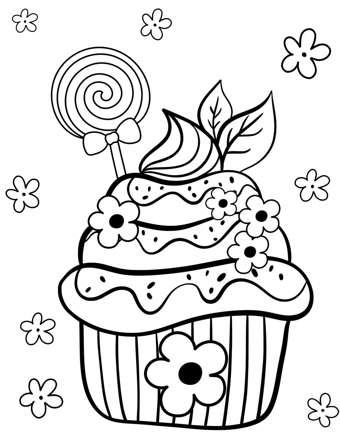 Cupcakes Coloring Pages, Sweets Printables, Cupcake Coloring, Sweets ...