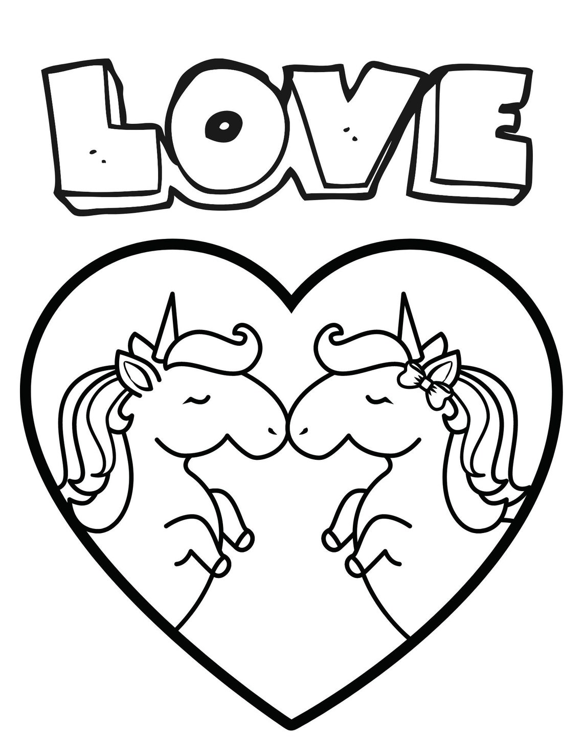 Unicorn Valentine's Day Coloring Pages, Valentines Printables ...