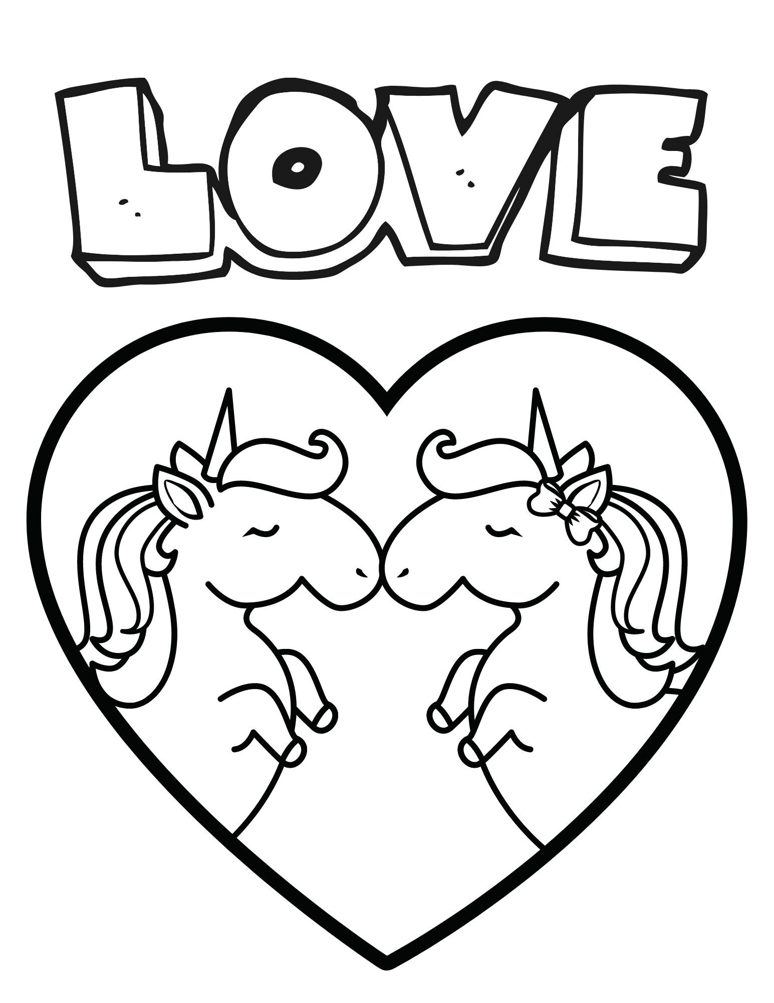 Unicorn Valentine's Day Coloring Pages, Valentines Printables ...