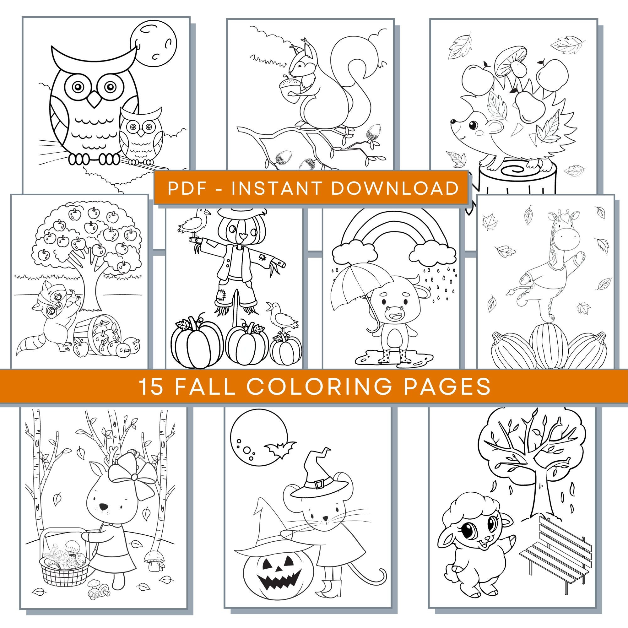 Fall Coloring Pages, Fall Coloring PDF, Fall Printables, Fall Activity ...