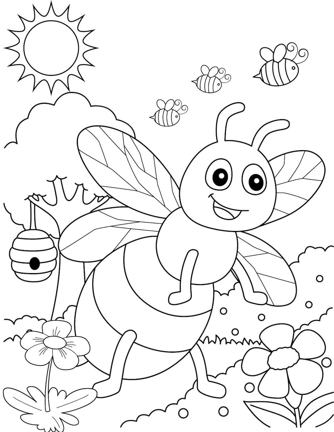 Bugs Coloring Pages, Bee PDF, Butterfly Printables, Spider Coloring ...