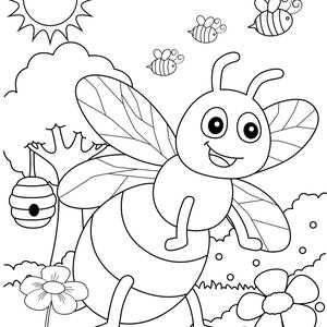 Bugs Coloring Pages, Bee PDF, Butterfly Printables, Spider Coloring ...