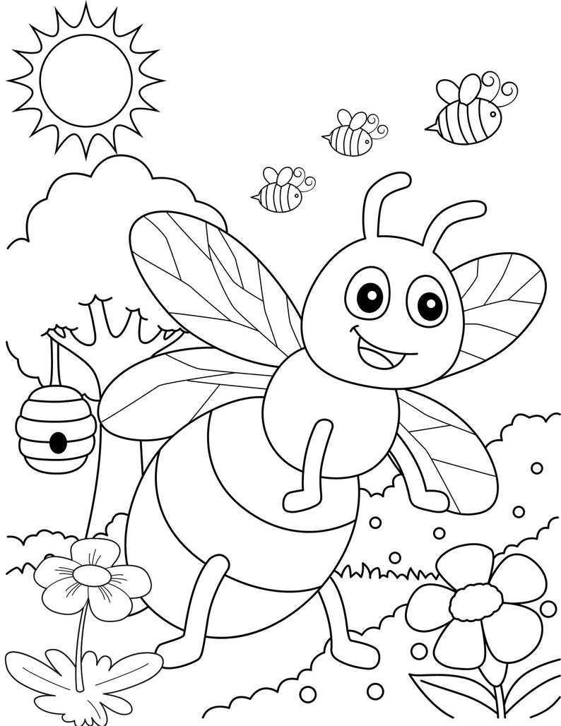 Bugs Coloring Pages, Bee PDF, Butterfly Printables, Spider Coloring ...