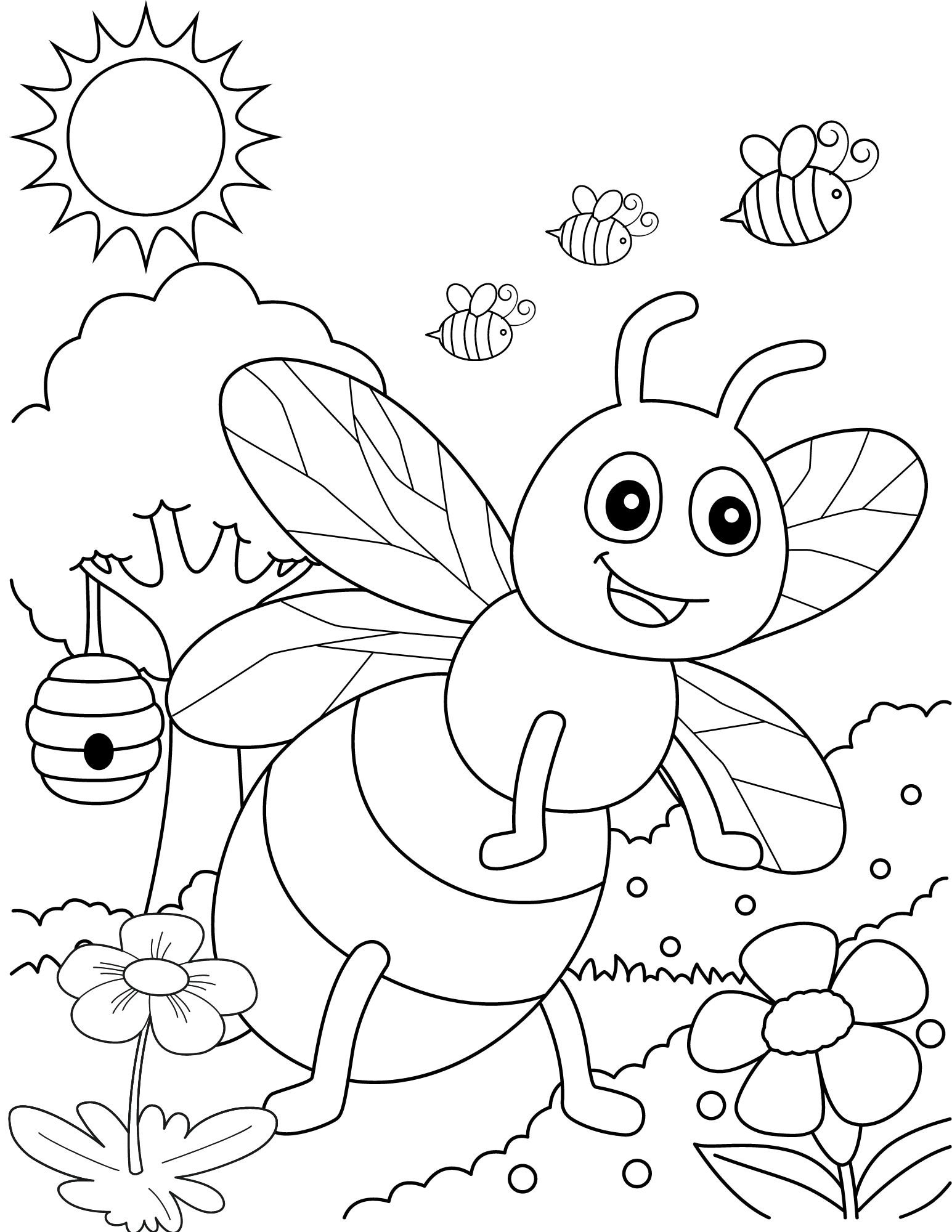 Bugs Coloring Pages, Bee PDF, Butterfly Printables, Spider Coloring ...