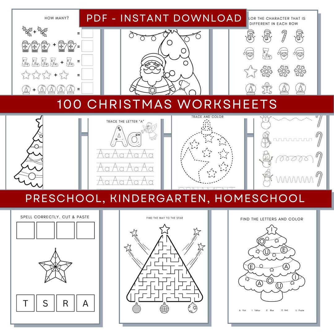 Christmas Worksheets, Christmas Activity Pages, Christmas Kindergarten ...