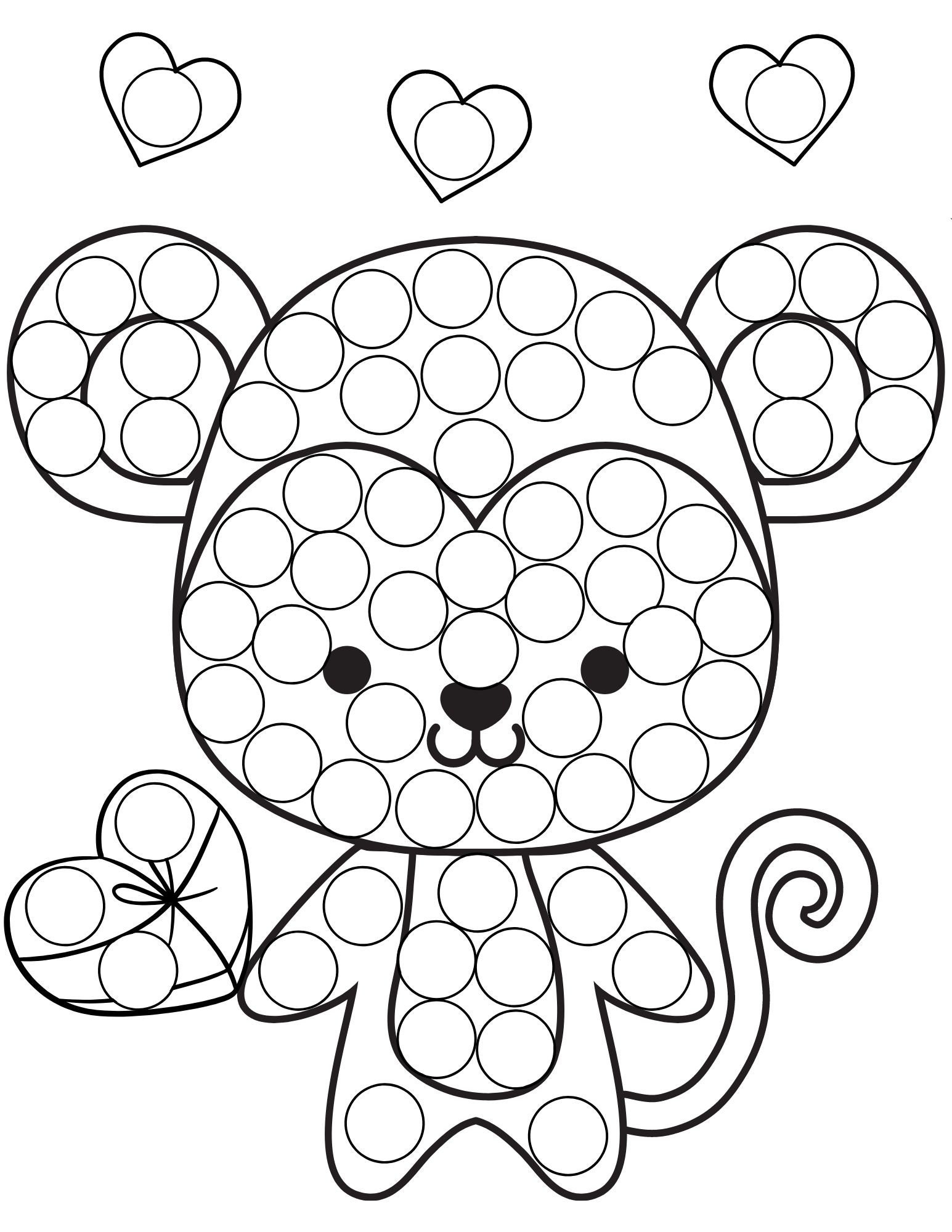 Valentine's Day Dot Marker Coloring Pages, Do a Dot Valentines Painting ...