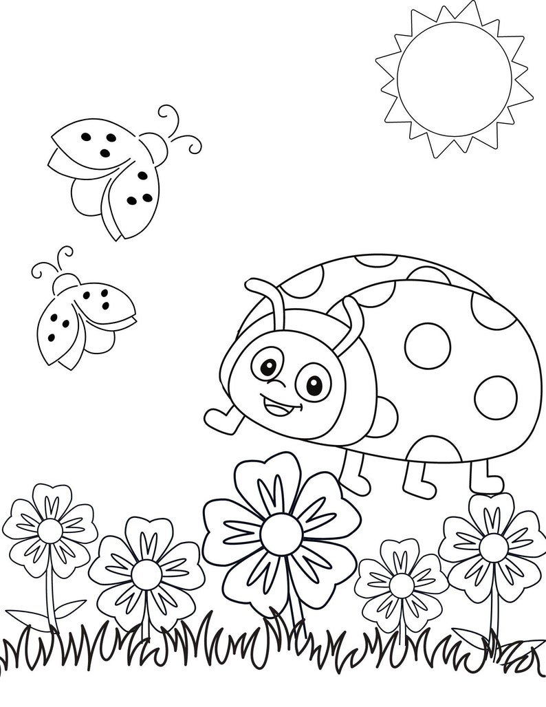 Bugs Coloring Pages, Bee PDF, Butterfly Printables, Spider Coloring ...