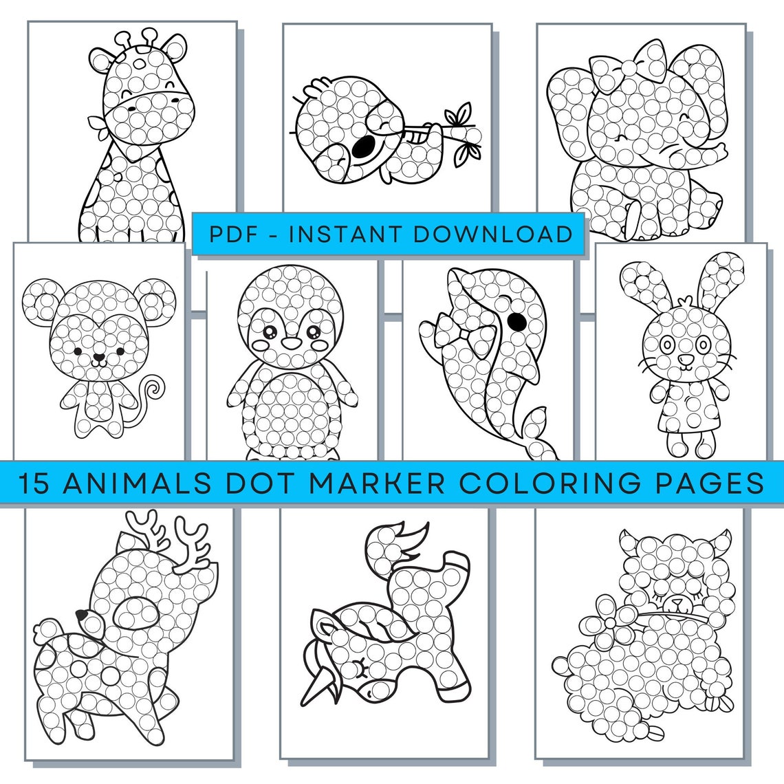 Animals Dot Marker Coloring Pages, Animals Dot Marker Printables ...