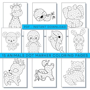 Animals Dot Marker Coloring Pages, Animals Dot Marker Printables ...
